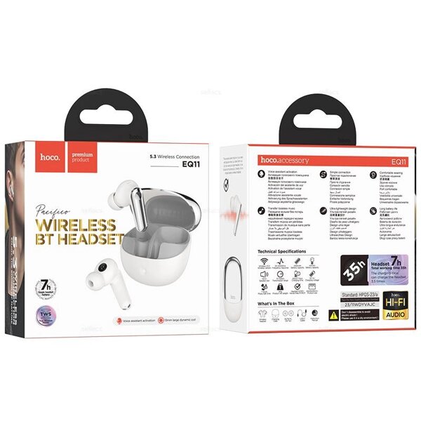 Гарнитура Bluetooth TWS HOCO EQ11 400 мАч . до 7 часов Milky White м ...