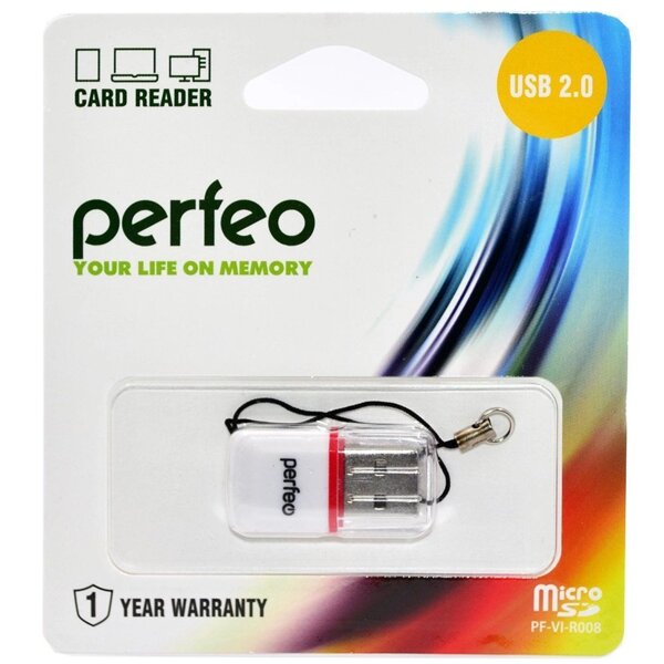 Картридер Perfeo Micro SD, (PF-VI-R008 White) белый PF_5056 купить оптом и в Ростове-на-Дону ...