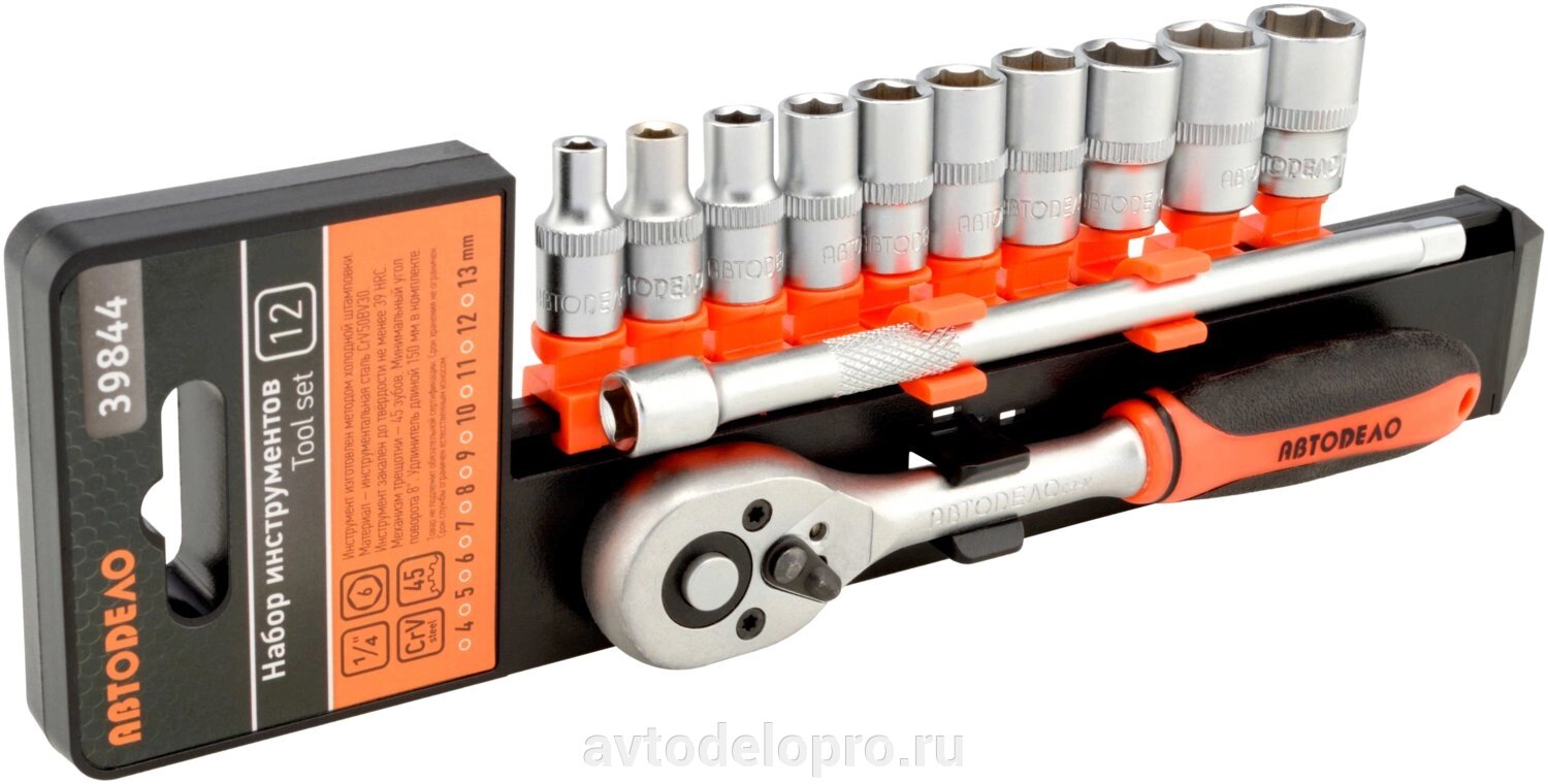 Набор головок торцевых 12пр. 1/4"DR (холдер) АвтоDело 39844 купить ...