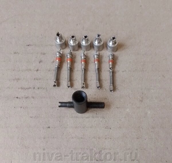 Набор золотников с/х камеры (5 золотников+ 5 колпачков+метчик ...